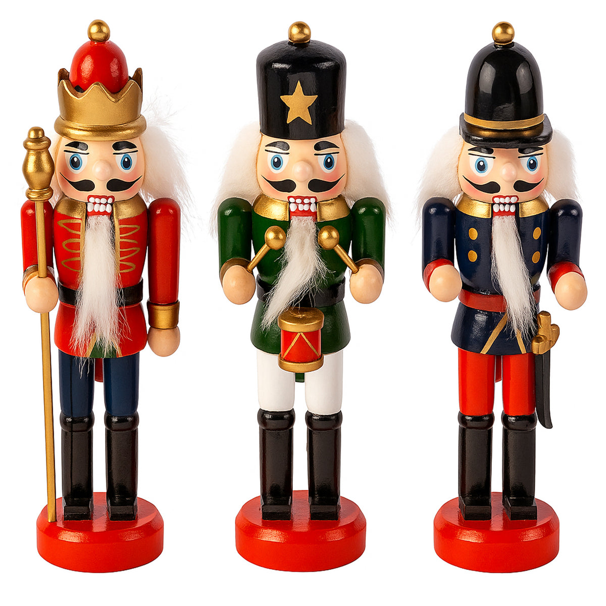 12cm Multicoloured Nutcracker Christmas Tree Decorations - Set of 3 ...