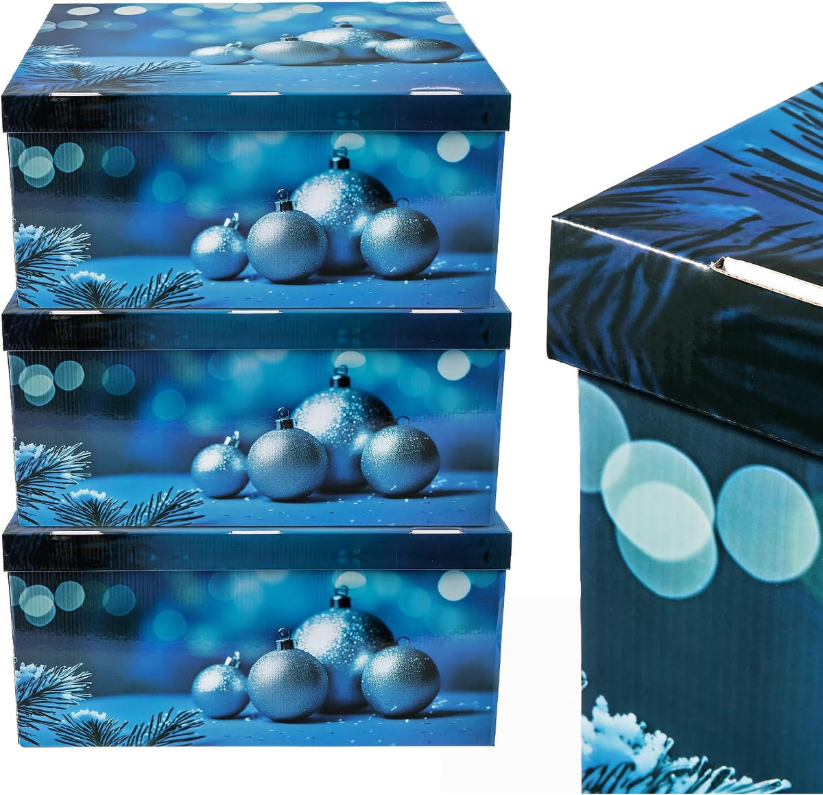 Large Christmas Eve Boxes with Lid - Set of 3 - BLUE – MrPRICE.online