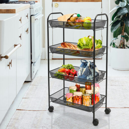 4-Tier Black Mesh Storage Trolley – MrPRICE.online