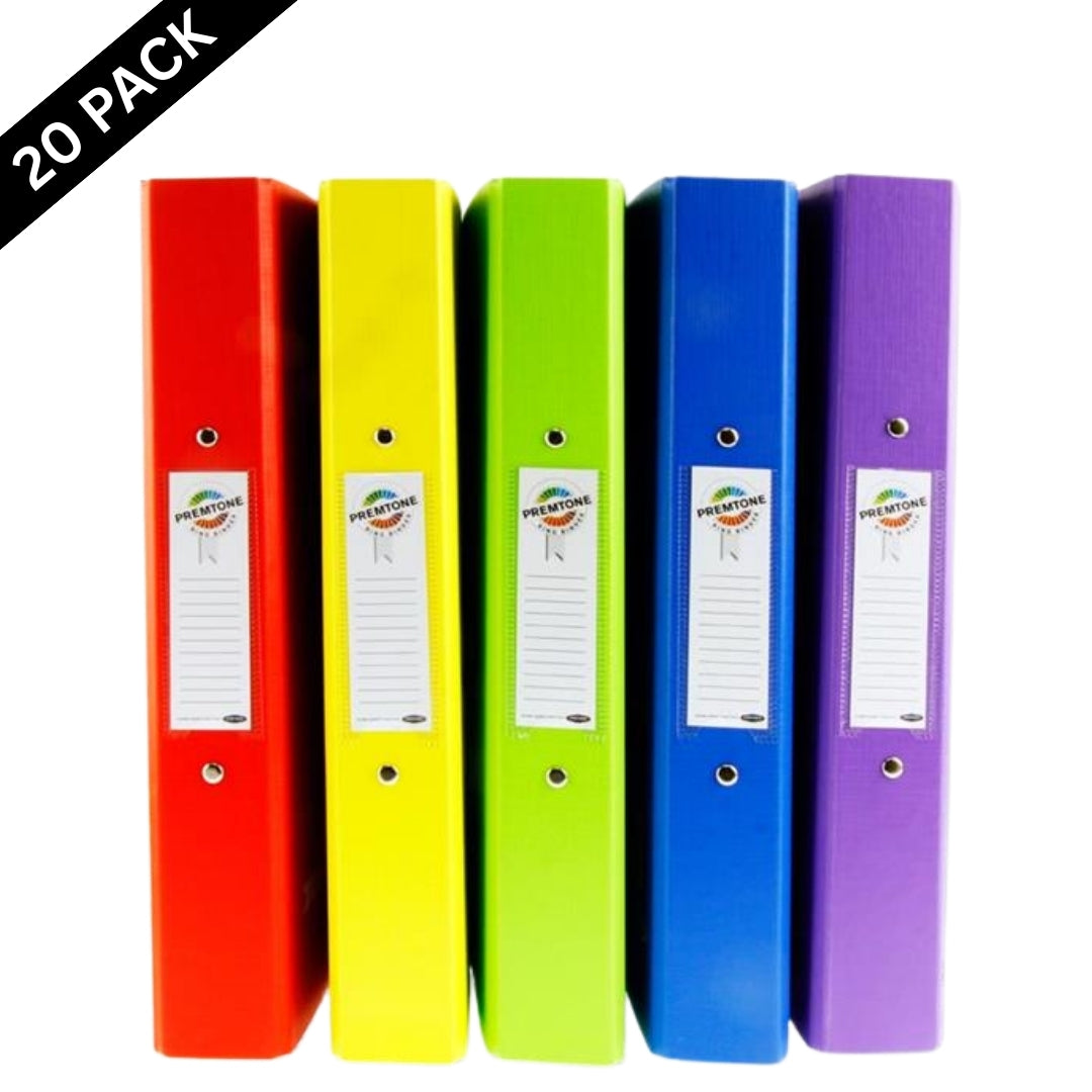 Premtone A4 Ring Binders - Bold Colours ( Box of 20 ) – MrPRICE.online