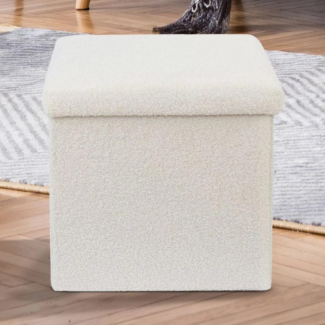 White Teddy Boucle Foot Stool – MrPRICE.online