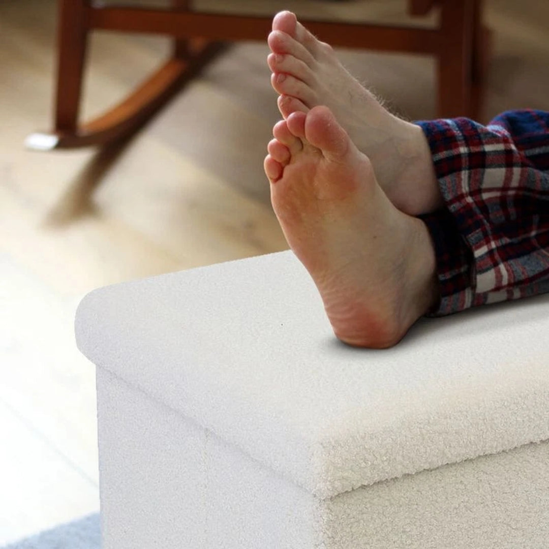 White Teddy Boucle Foot Stool – MrPRICE.online
