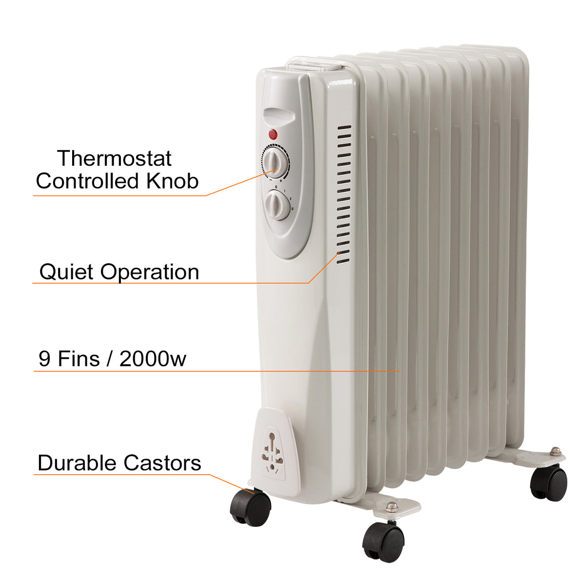 9-Fin Oil Filled Radiator - 2000 Watts – MrPRICE.online