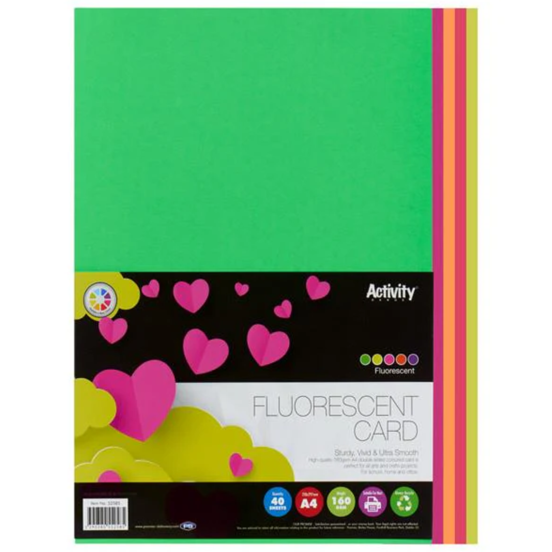 A4 160gsm Fluorescent Activity Card (40 Sheets) – MrPRICE.online