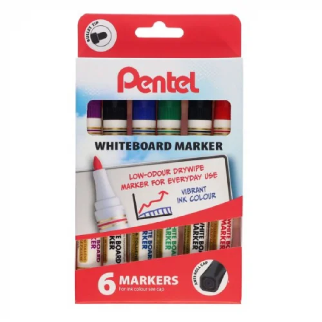 Pentel Pack of 6 Assorted Whiteboard Markers | MrPRICE.online