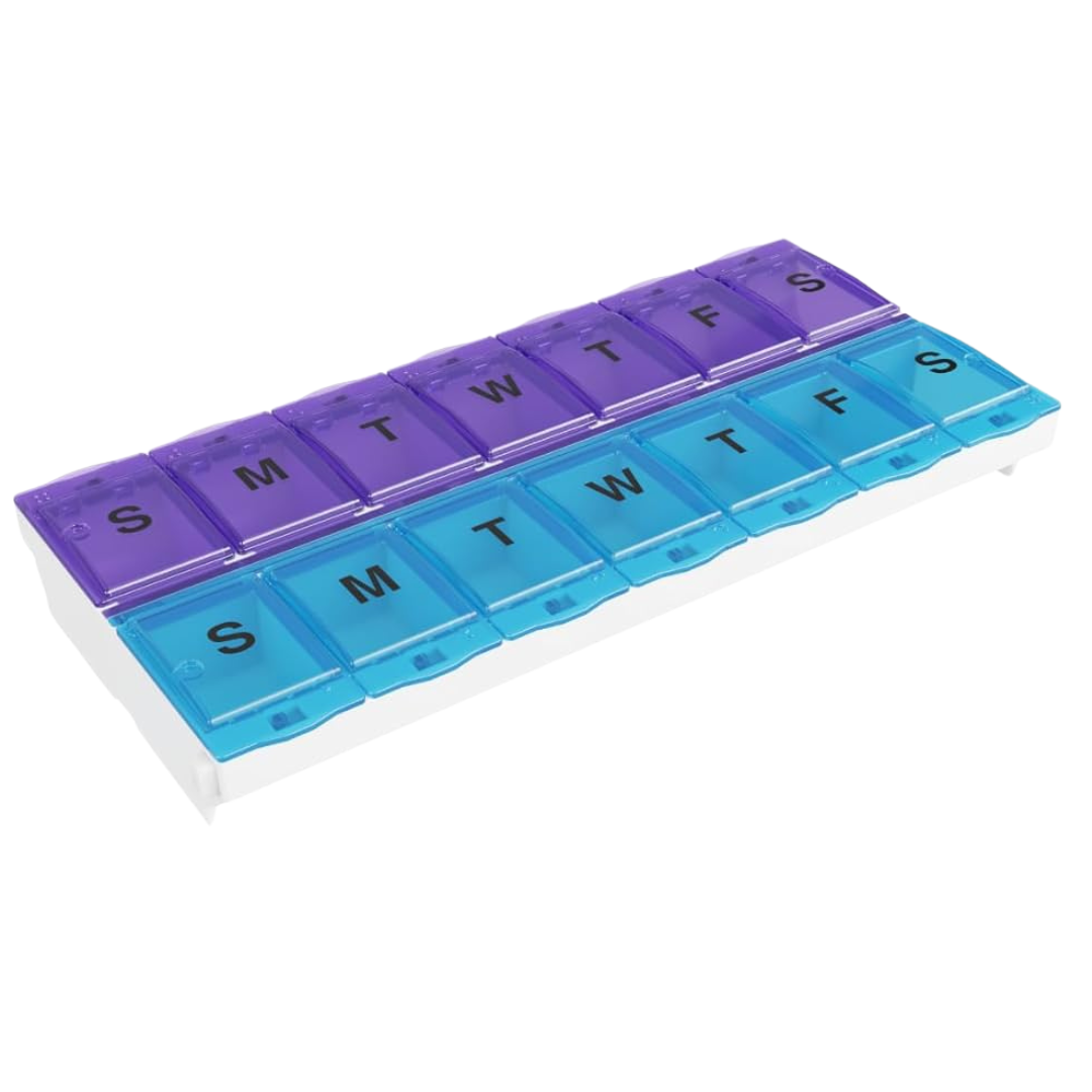 Pill Boxes with 14 Compartments Organise Medications 2 Weeks – MrPRICE ...