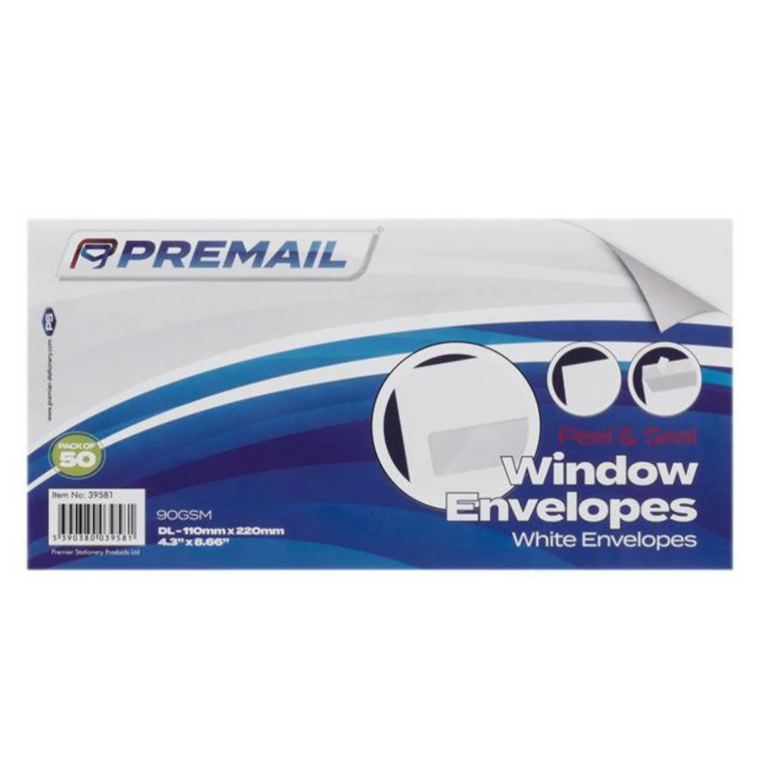 50-Pack DL White Window Sealed Envelopes | MrPRICE.online