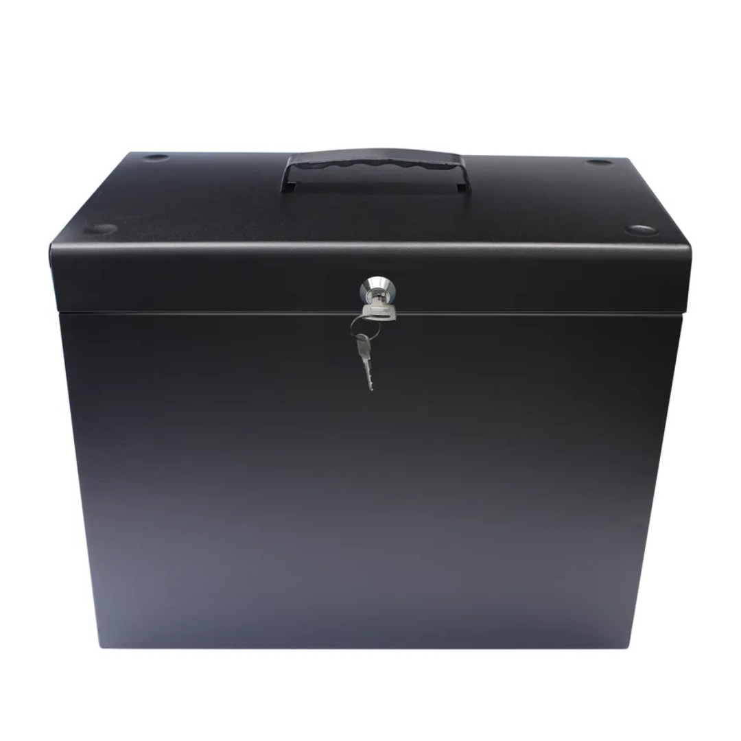 A4 Black Metal File Box with 5 File Folders – MrPRICE.online