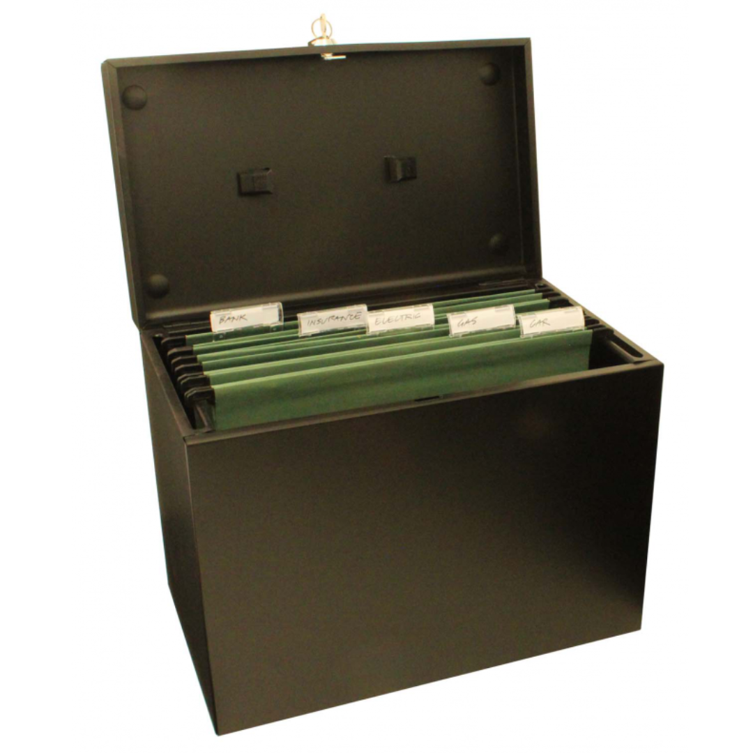 A4 Black Metal File Box with 5 File Folders – MrPRICE.online